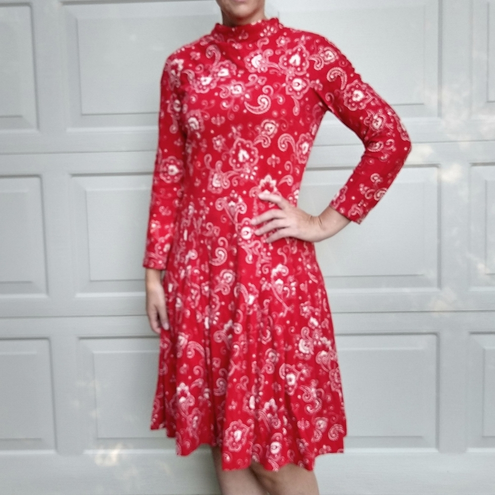 1960's 1970's Pat Sandler Red Day Dress S - Gem